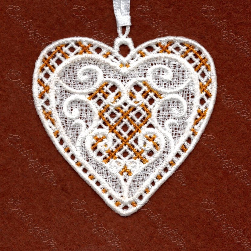 FSL heart christmas ornament embroidery design – Embrighter