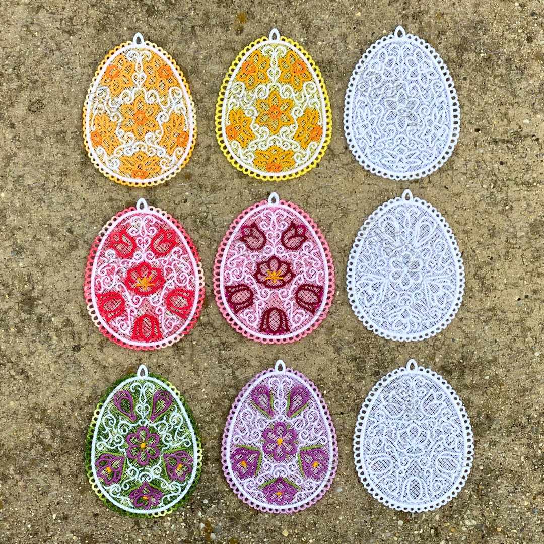 FSL daffodil, crocus and tulip Easter egg embroidery design set ...