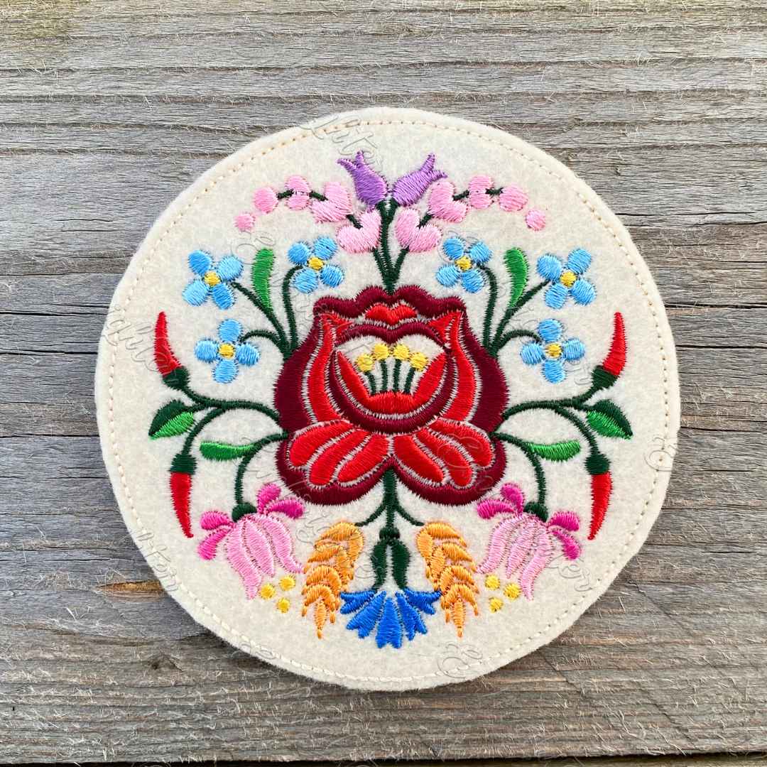 Kalocsa coaster ITH - Eastern European inspired embroidery design ...