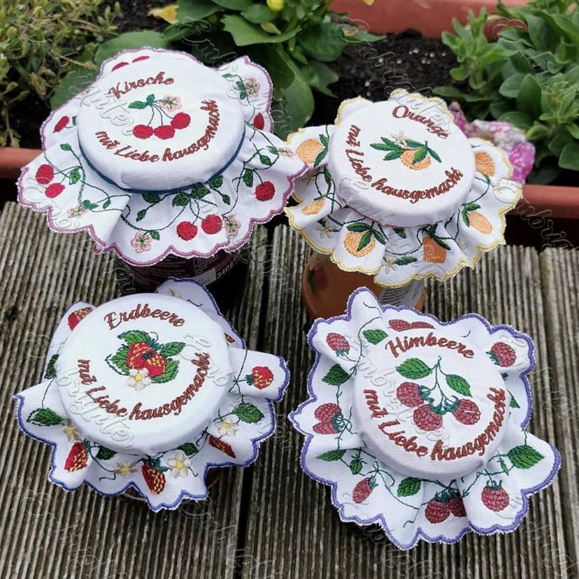 ITH Jam jar cover embroidery design set, available in two sizes ( DEUT ...