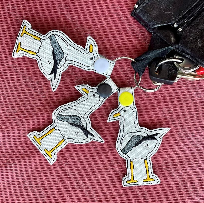 Seagull ITH keychain embroidery design – Embrighter
