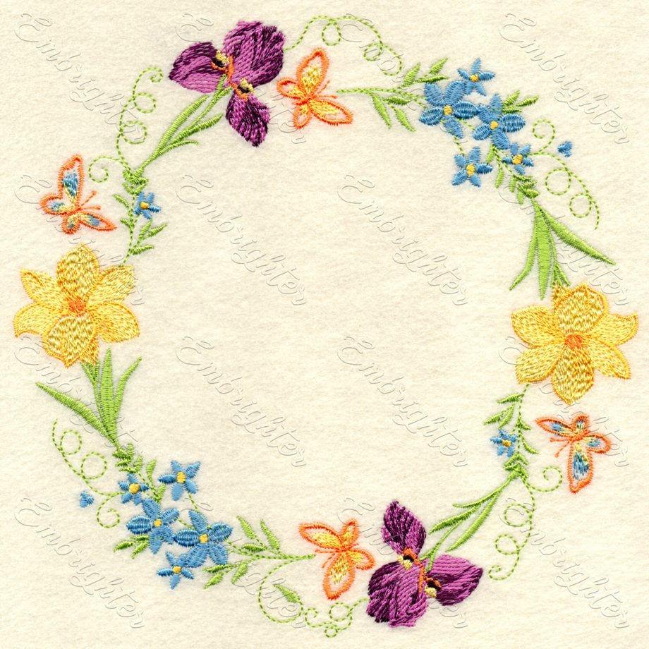 Spring flower wreath machine embroidery design available in two sizes ...