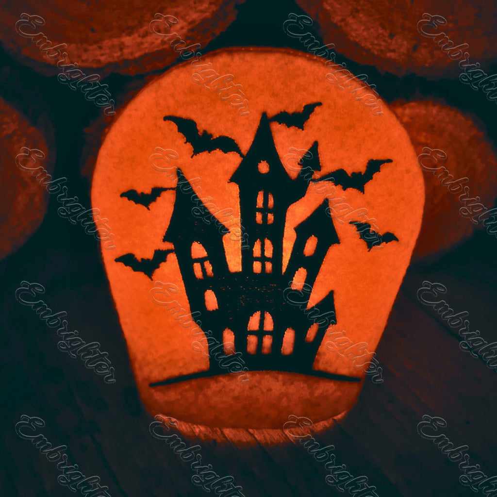 Bat Castle ITH Halloween lantern embroidery design – Embrighter