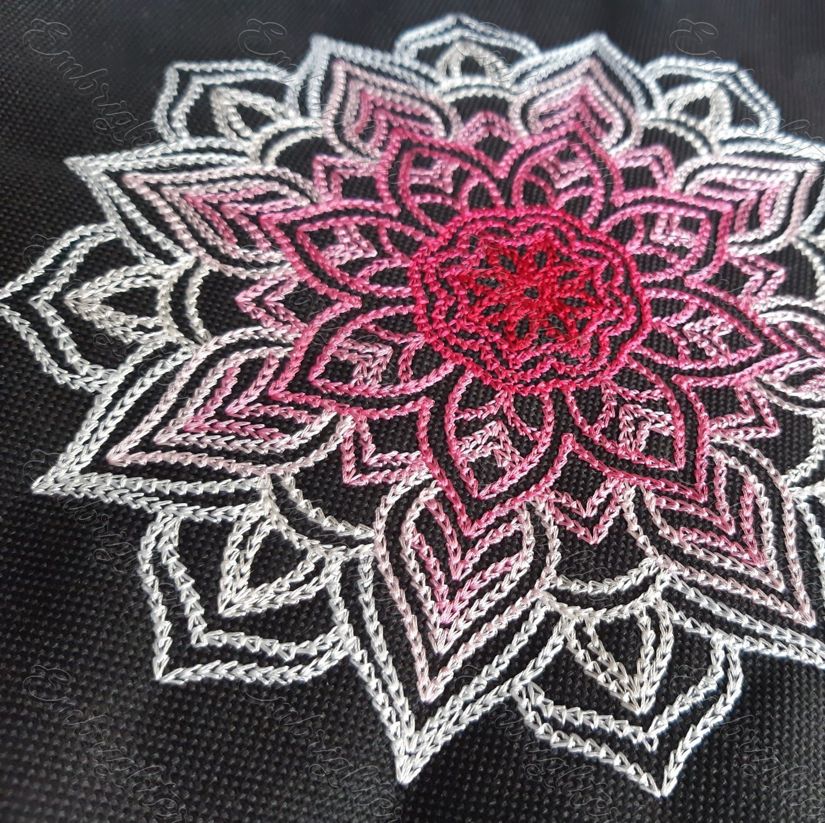 Mandala chain stitch embroidery design available in 3 sizes – Embrighter