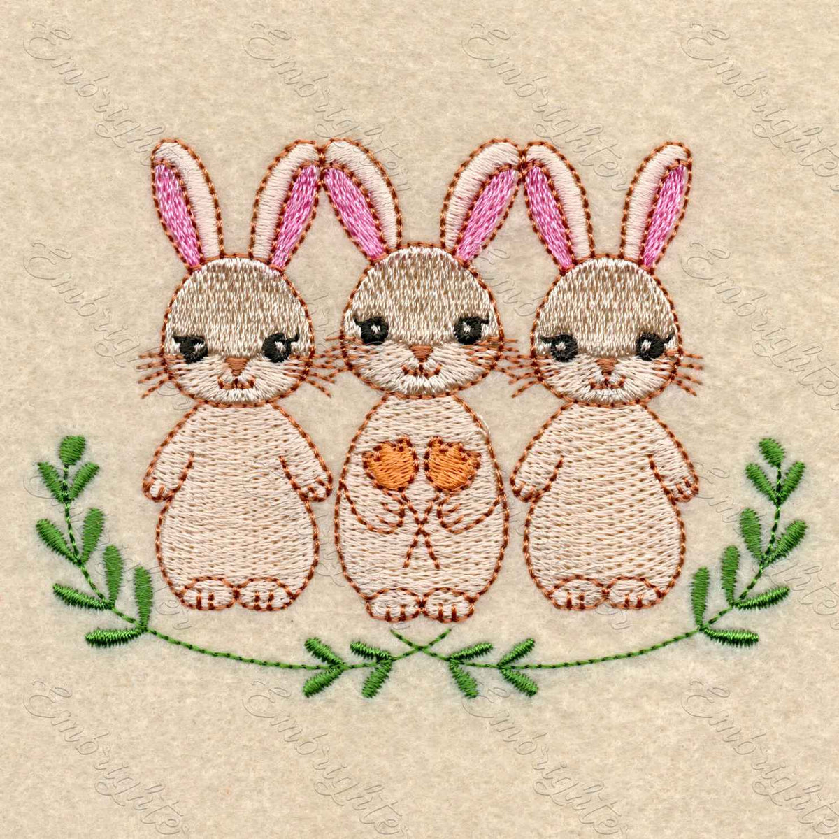 Easter Bunnies machine embroidery design – Embrighter