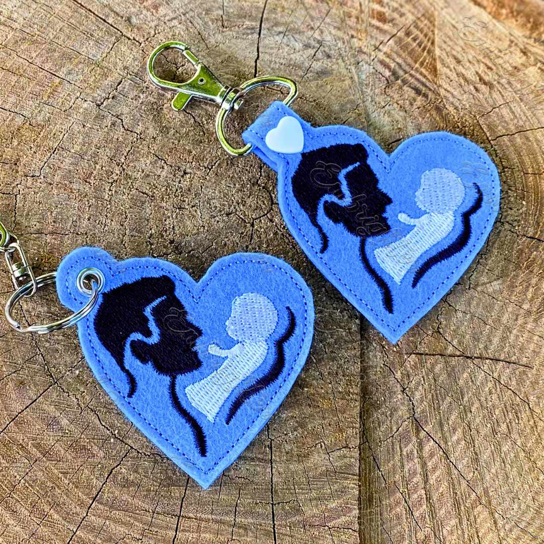Mother and child and Father and child ITH keychain embroidery design s ...