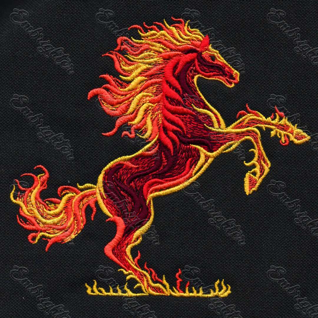 Fire Horse Embroidery Design (2 Sizes Included) – Embrighter