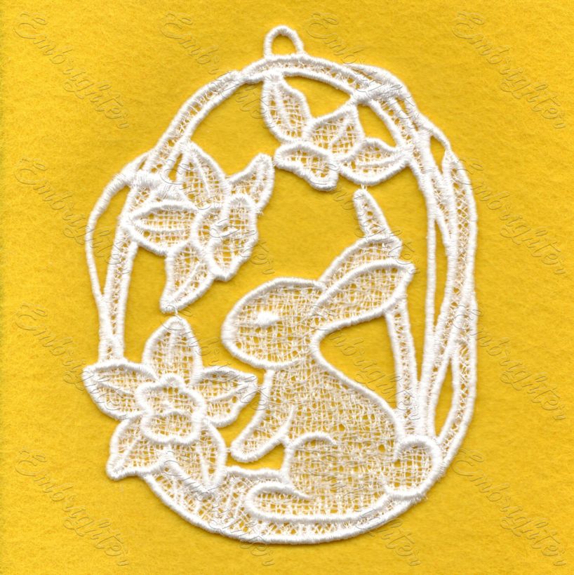 Easter Bunny with daffodils - Small FSL embroidery design – Embrighter