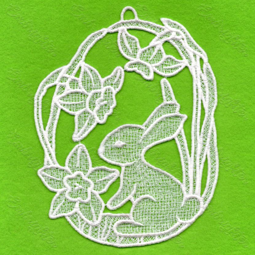 Easter Bunny with daffodils - Large FSL embroidery design – Embrighter