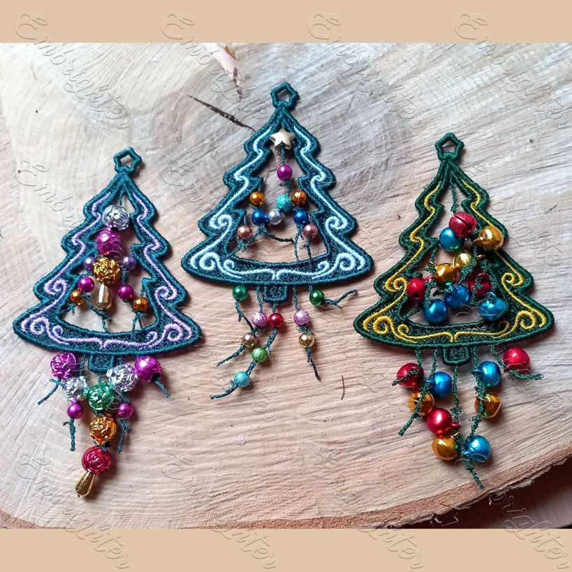 FSL Christmas tree with beads embroidery design – Embrighter