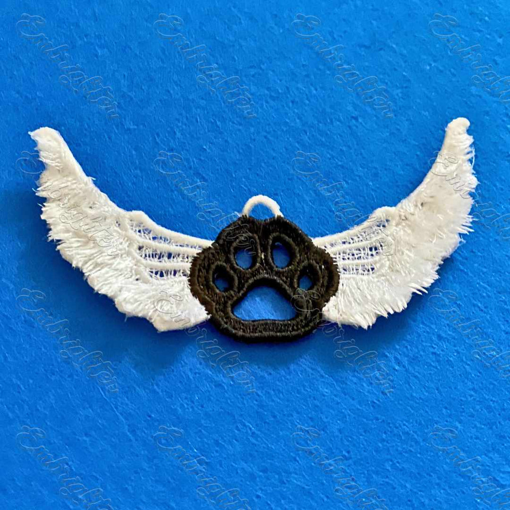 FSL dog paw with fluffy wings embroidery design – Embrighter