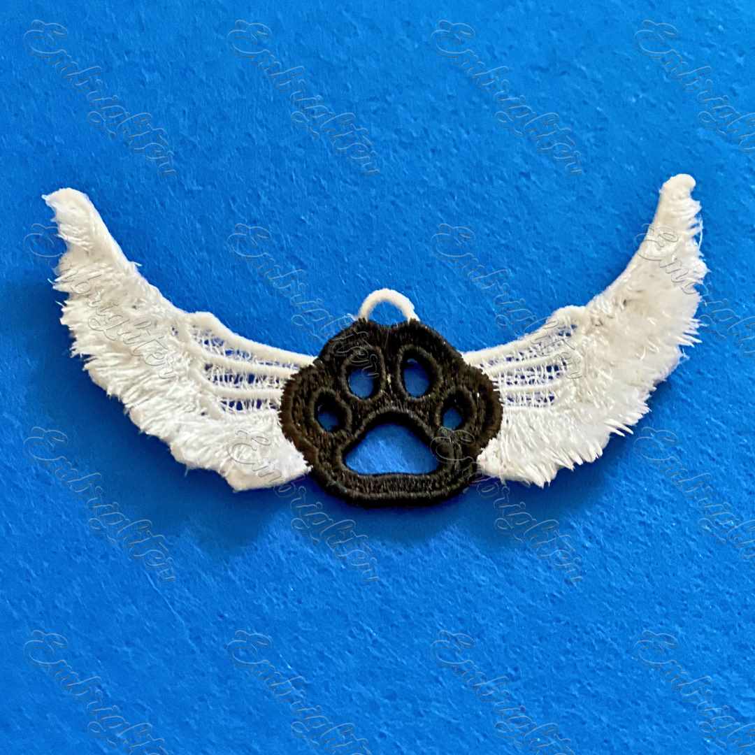 FSL dog paw with fluffy wings embroidery design – Embrighter