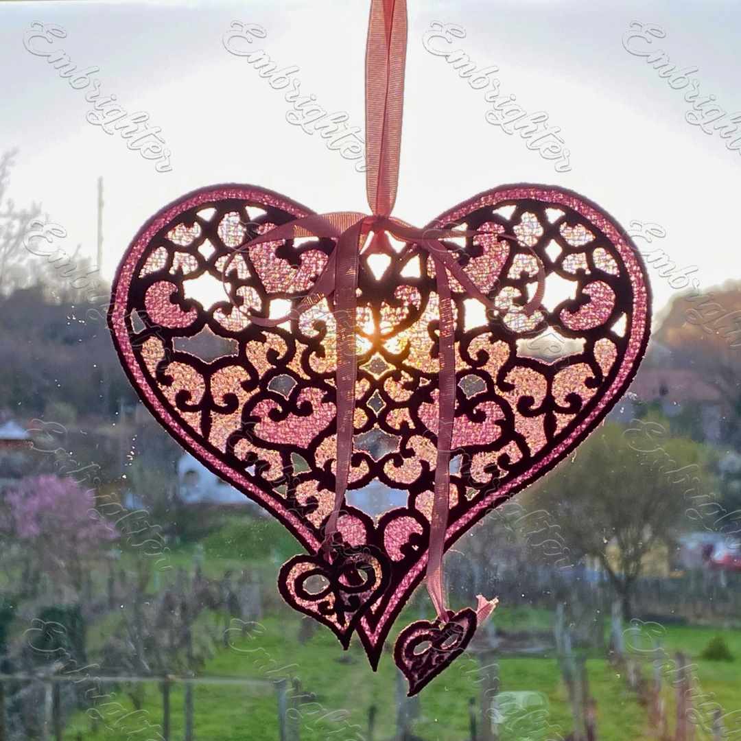 Exquisite Heart FSL machine embroidery design – Embrighter