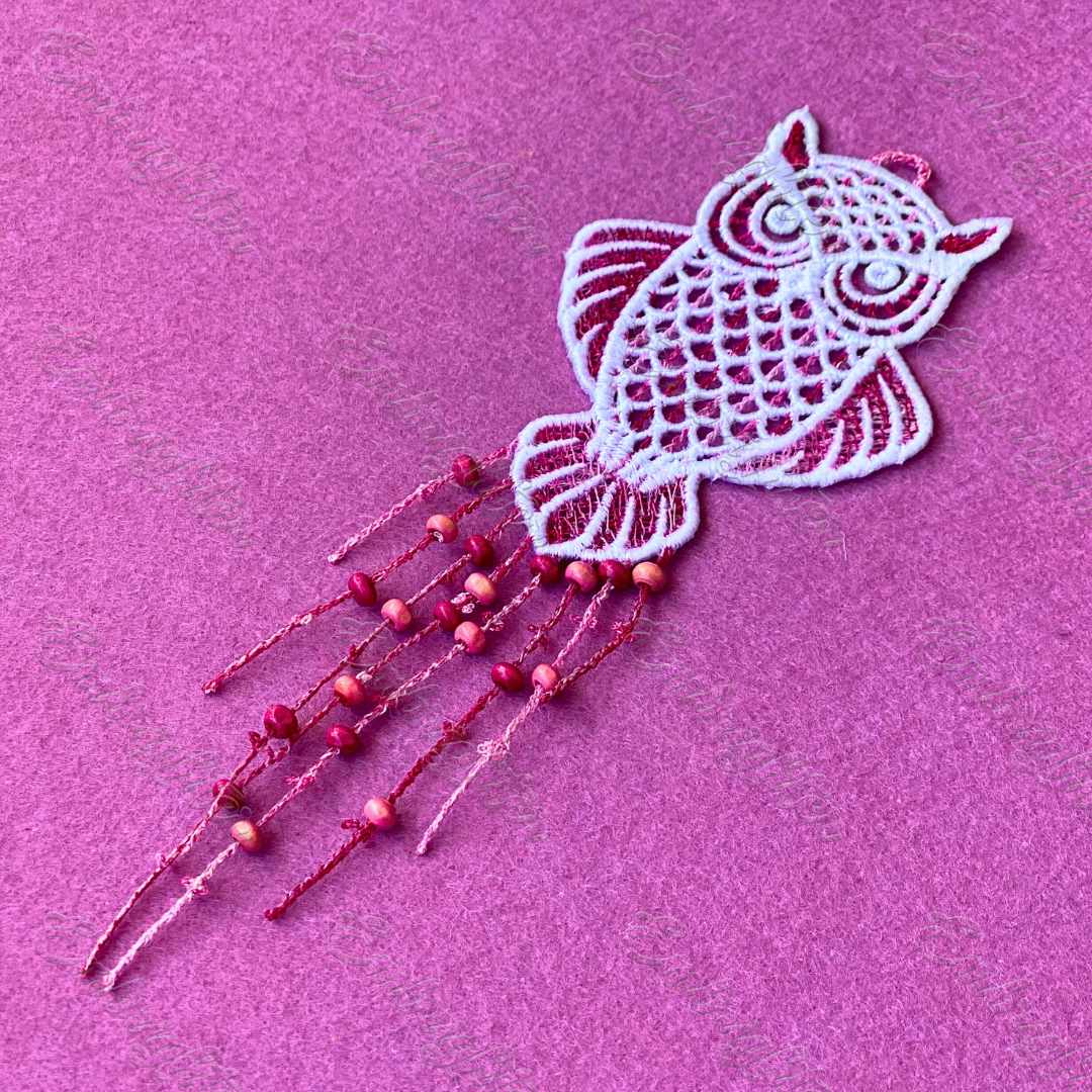 Free-standing lace owl embroidery design – Embrighter