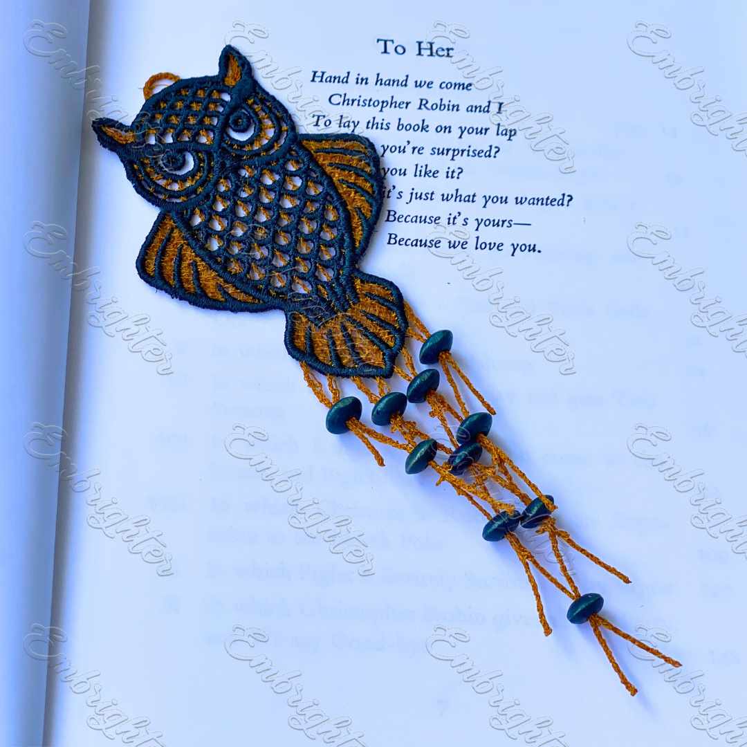 Free-standing lace owl embroidery design – Embrighter