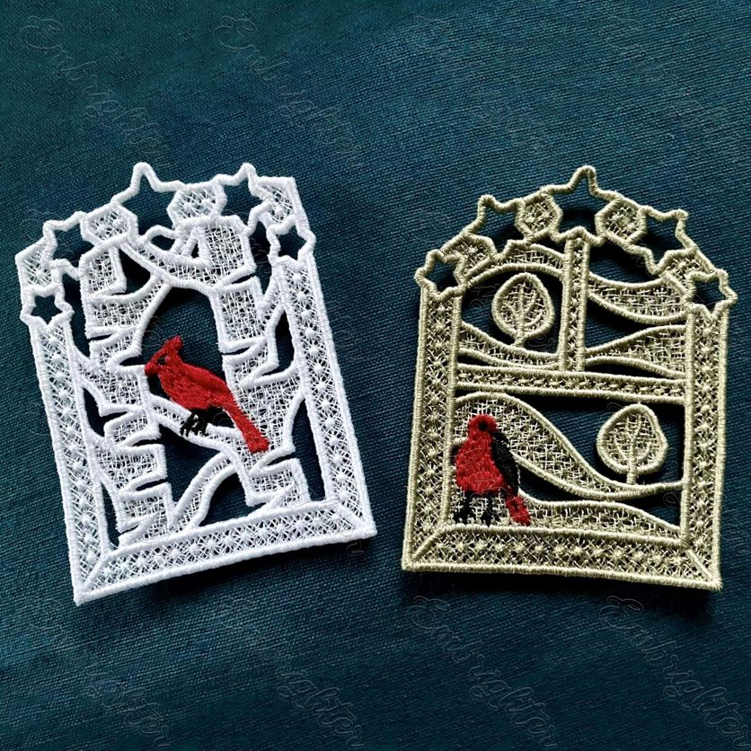 FSL winter window with birds embroidery design set – Embrighter