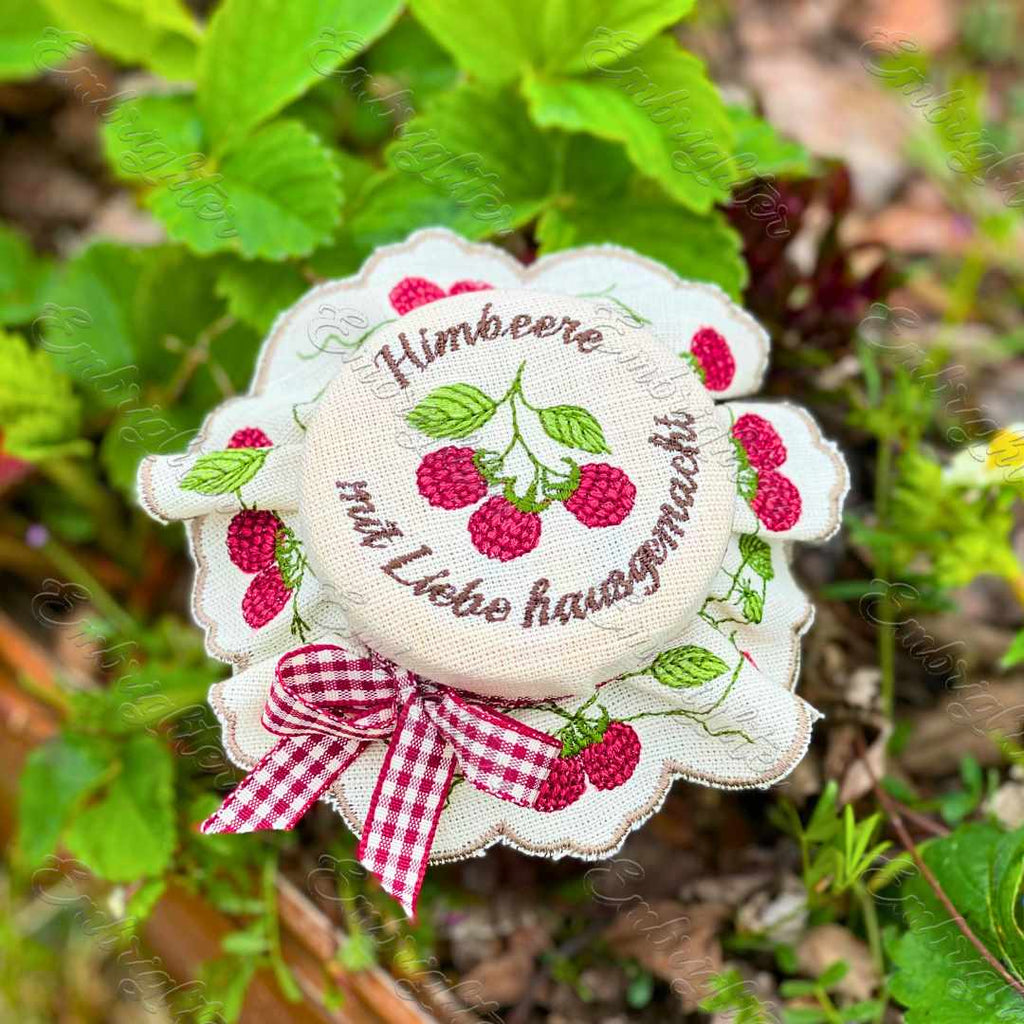 ITH Himbeere jam jar cover embroidery design, available in two sizes ...