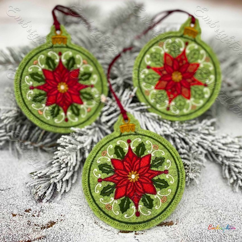 Christmas Floral Ornament ITH embroidery design Set – Embrighter