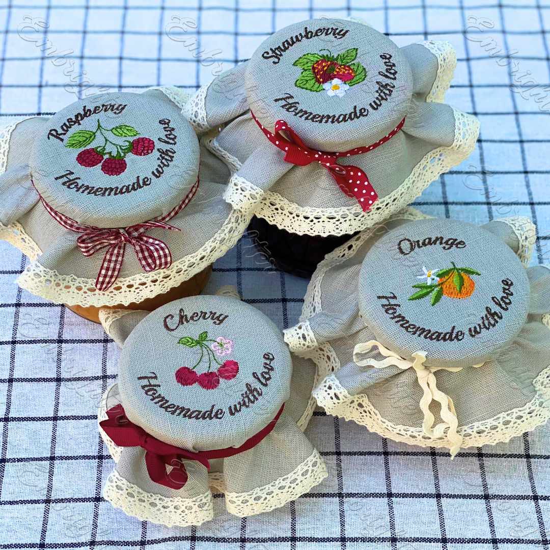 Jar lid cover embroidery design set – Embrighter