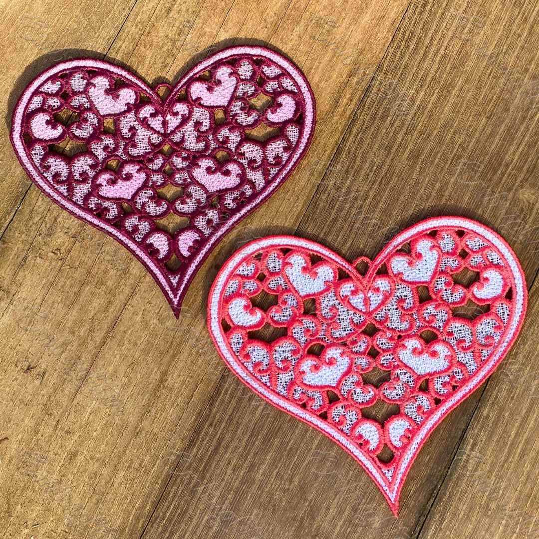 Exquisite Heart FSL machine embroidery design – Embrighter