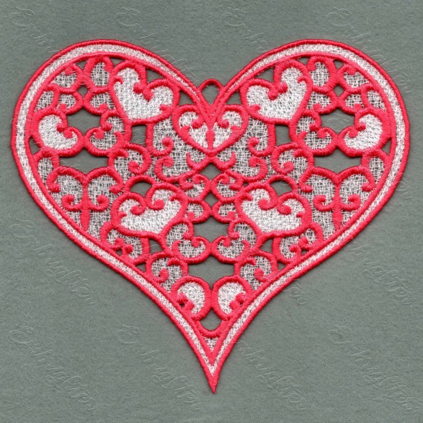 Exquisite Heart FSL machine embroidery design – Embrighter