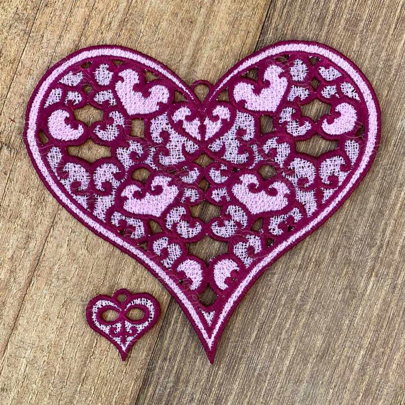 Exquisite Heart FSL machine embroidery design – Embrighter