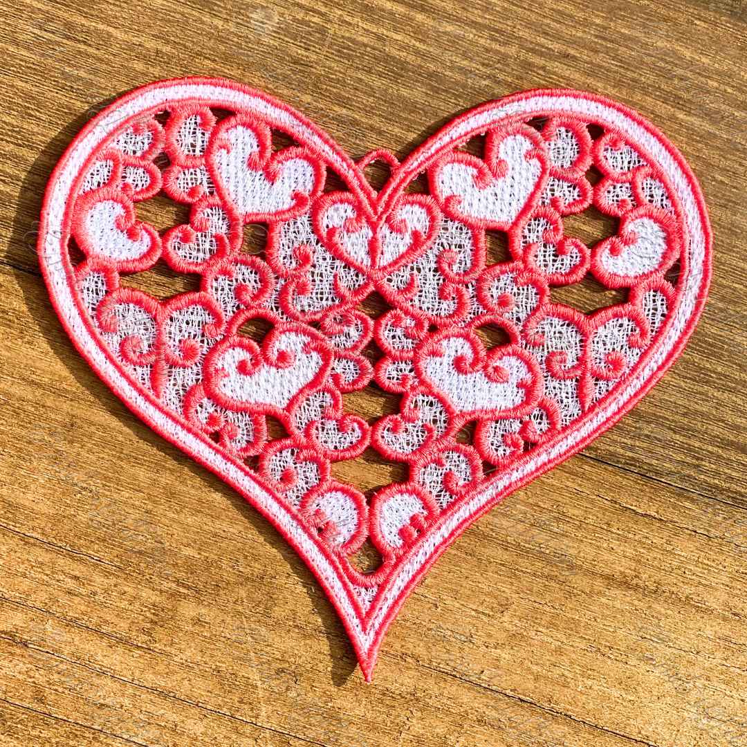 Exquisite Heart FSL machine embroidery design – Embrighter