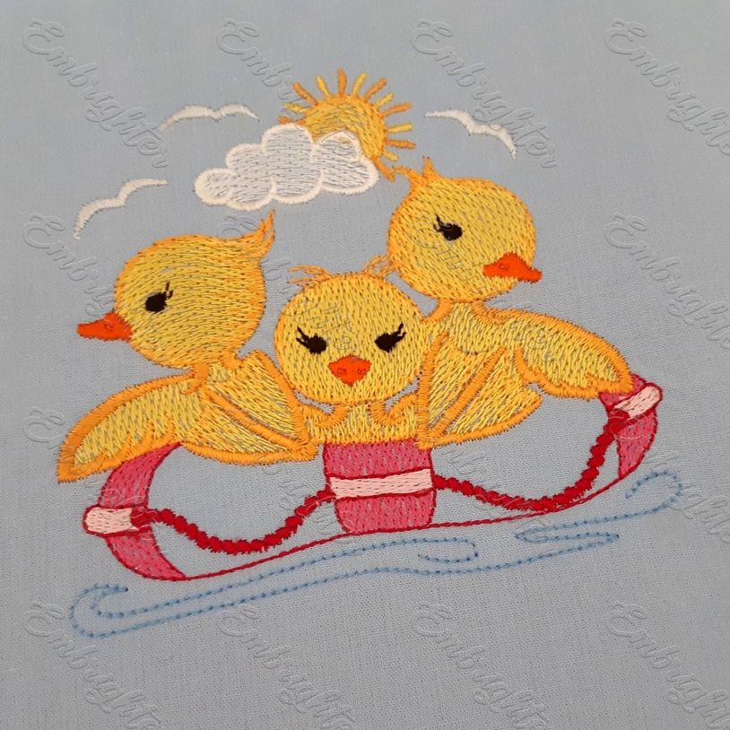 Three cute ducklings embroidery design – Embrighter