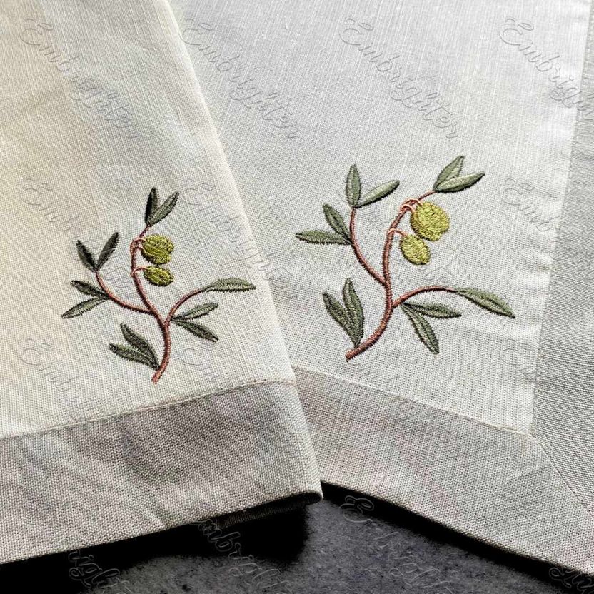 Olive branch embroidery design in two sizes – Embrighter