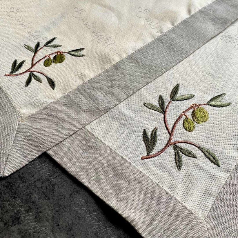 Olive branch embroidery design in two sizes – Embrighter