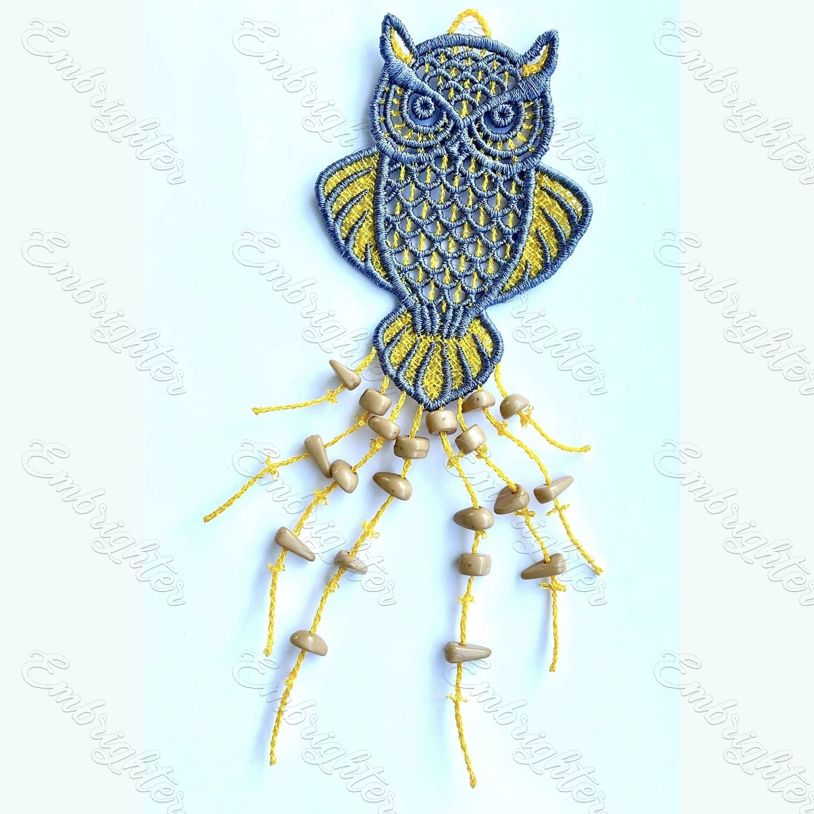 Free-standing lace owl embroidery design – Embrighter