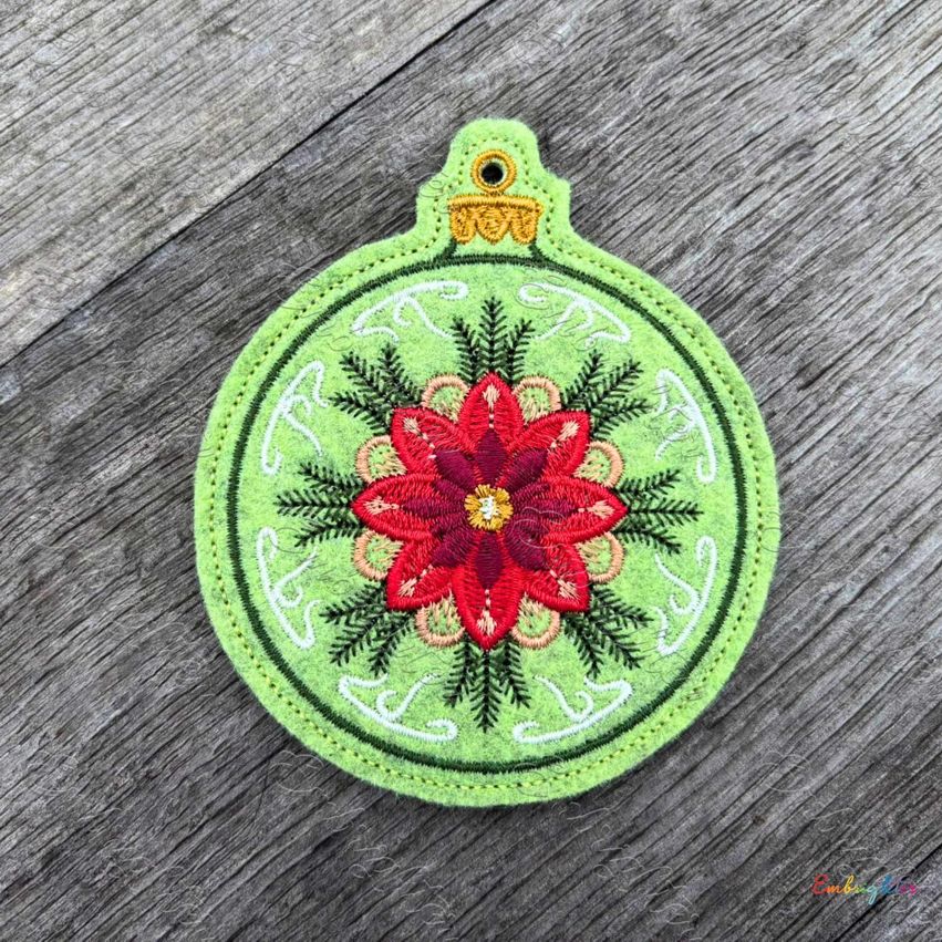 Christmas Floral Ornament ITH embroidery design Set – Embrighter