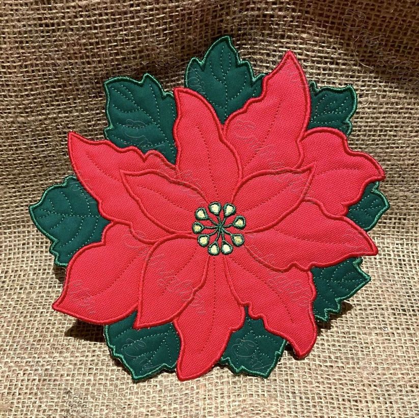 Poinsettia 2D ornament embroidery design – Embrighter