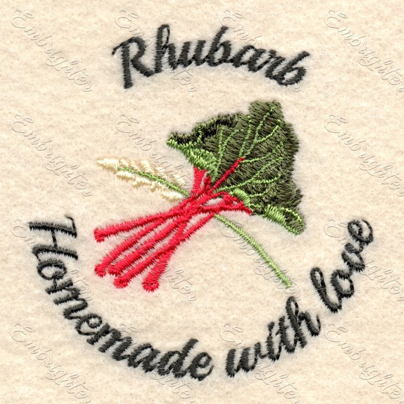 Rhubarb jar lid cover embroidery design – Embrighter