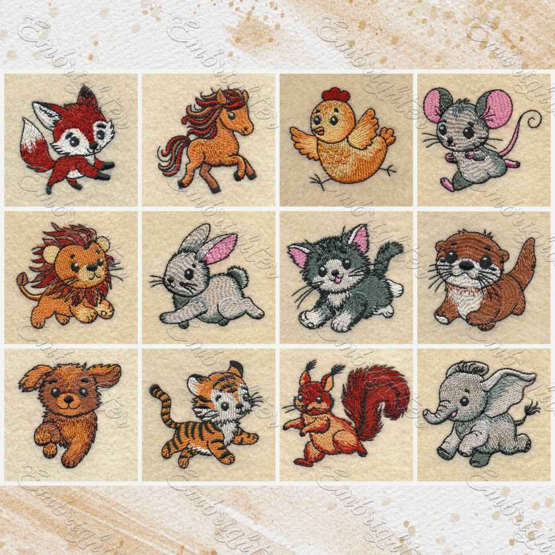 Scampering Friends embroidery design set – Embrighter