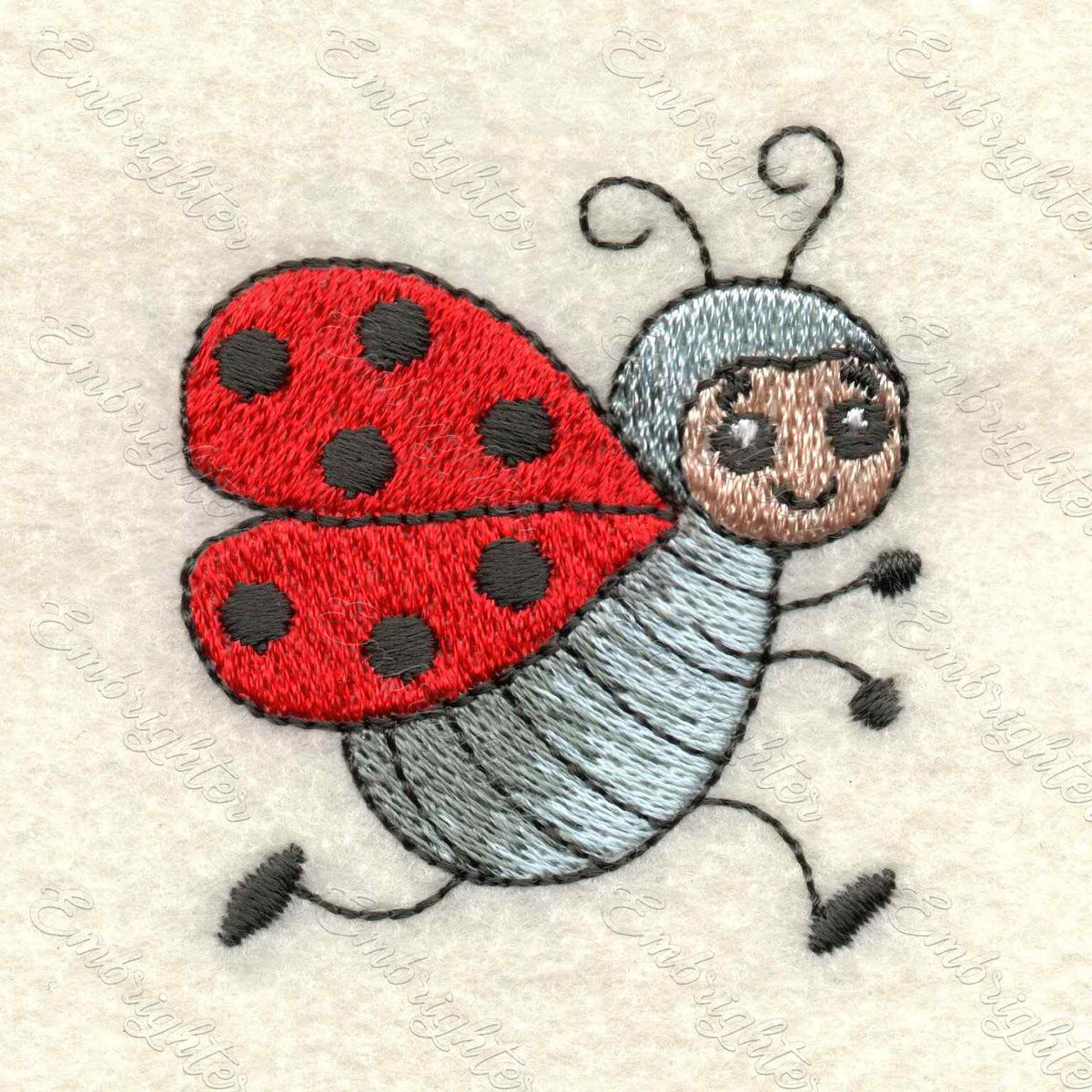 Scampering Ladybird embroidery design – Embrighter