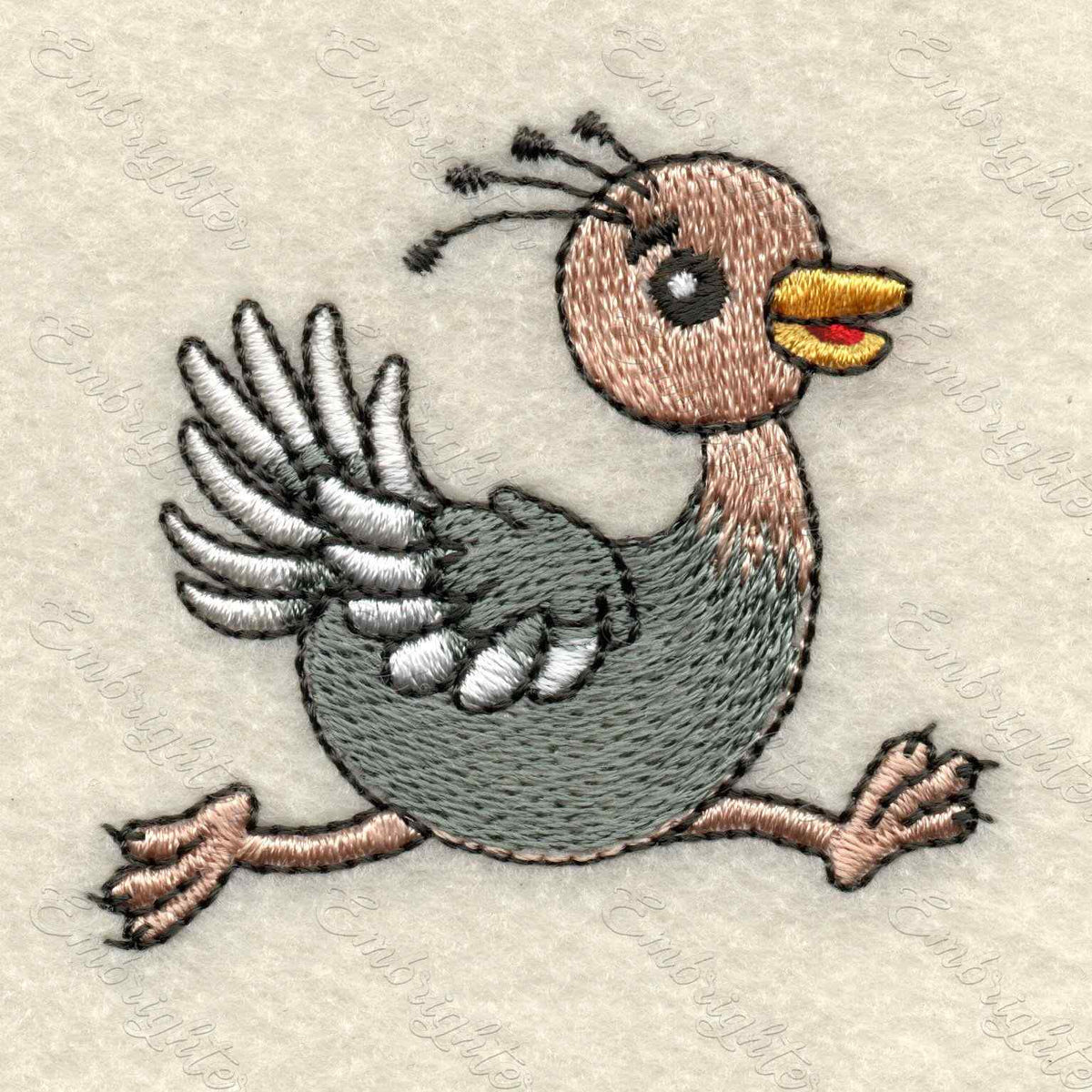 Scampering Ostrich embroidery design – Embrighter