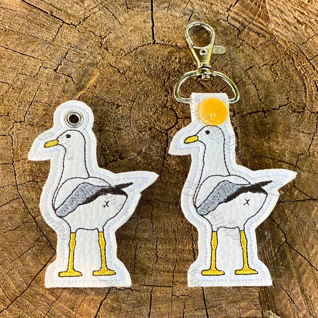 Seagull ITH keychain embroidery design – Embrighter
