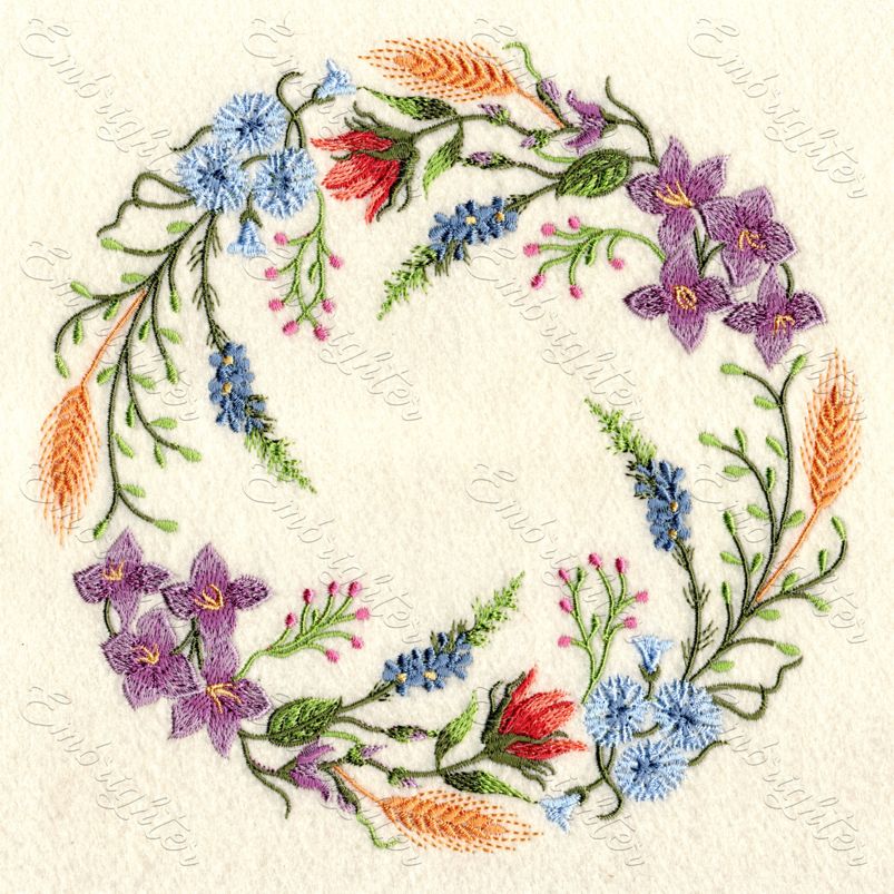Summer wreath embroidery design – Embrighter