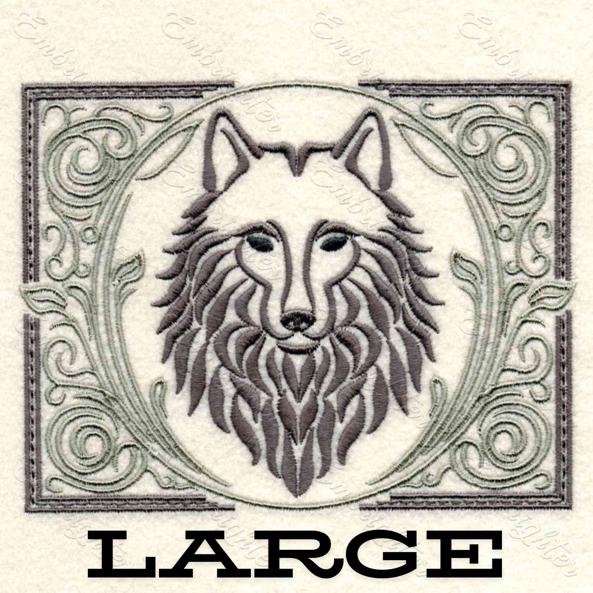 Noble Wolf embroidery design available in 2 sizes – Embrighter