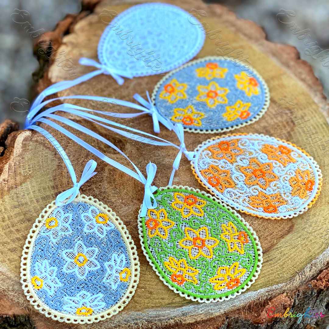FSL daffodil Easter egg embroidery design – Embrighter