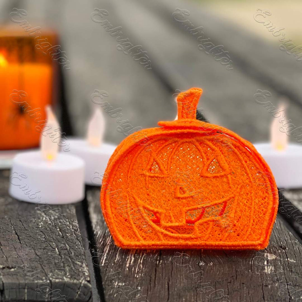 Jack-o'-lantern FSL pumpkin gift box embroidery design – Embrighter