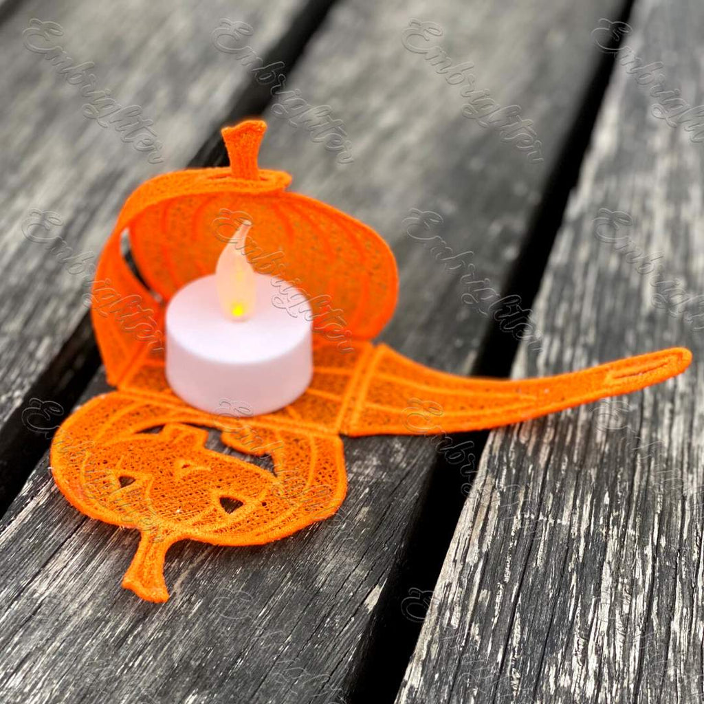 Jack-o'-lantern FSL pumpkin gift box embroidery design – Embrighter