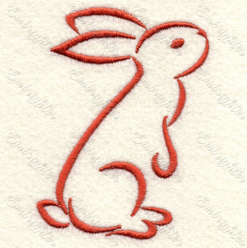 Line drawing bunny 02 machine embroidery design – Embrighter