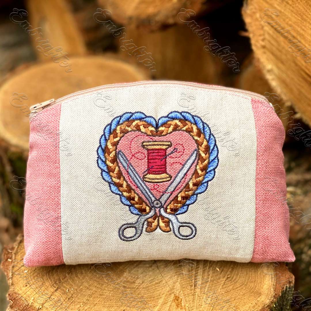 Scissors and thread in heart machine embroidery design – Embrighter