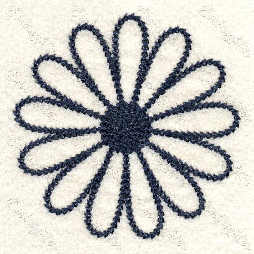 Double chain stitch daisy machine embroidery design set – Embrighter