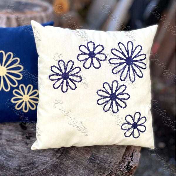 Double chain stitch daisy with 7 petals machine embroidery design ...