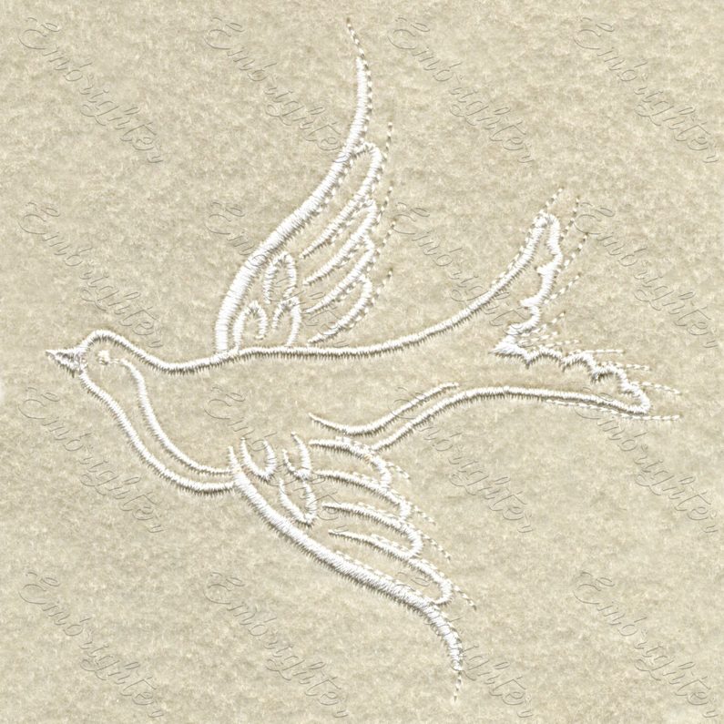 Embroidery design - Flying dove bird, right side by Embrighter