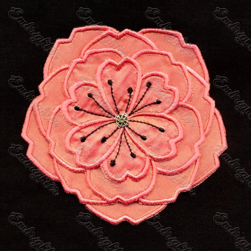 3D layered flower machine embroidery design – Embrighter