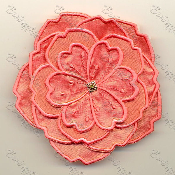 3D layered flower machine embroidery design – Embrighter